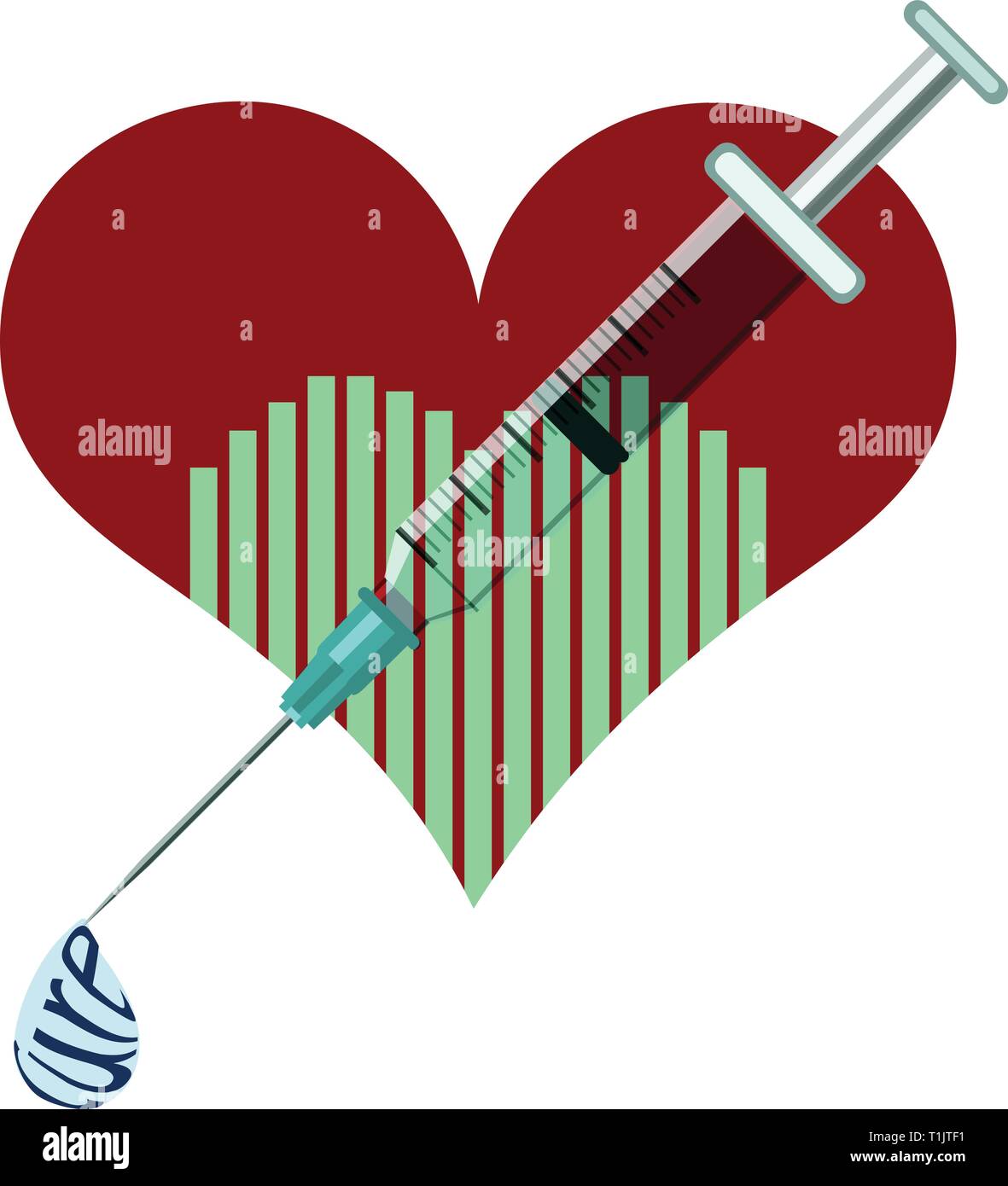 Medical needle, heart, serum, cure syring with heart symbol & graph ...