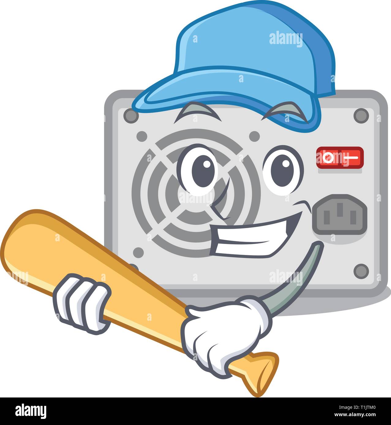 Playing baseball power supply isolated in the cartoon vector ...