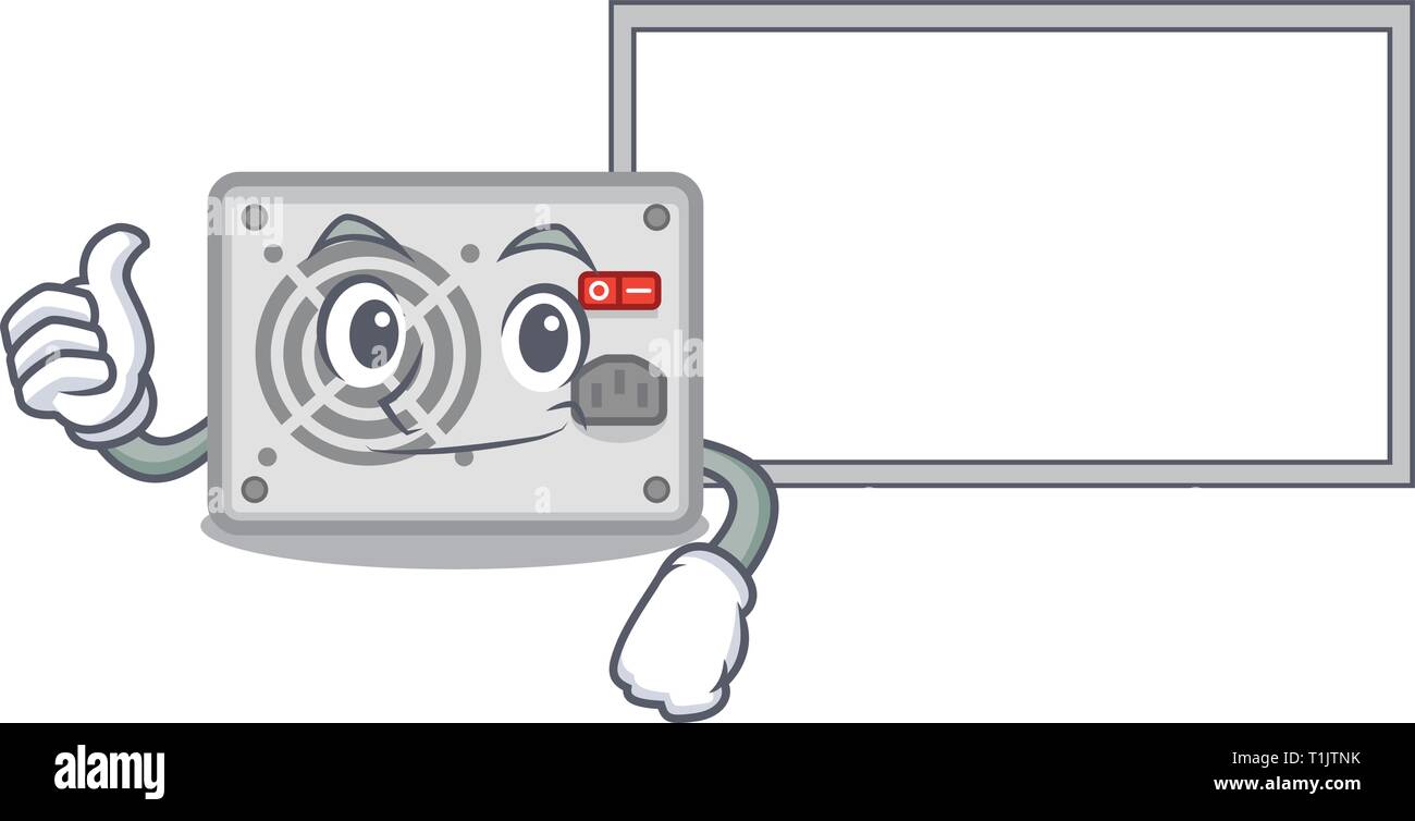Thumbs up with board power supply isolated in the cartoon vector ...