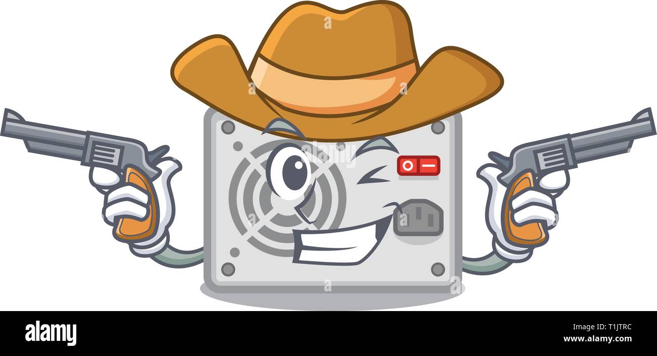Cowboy power supply isolated in the cartoon vector illustration Stock ...