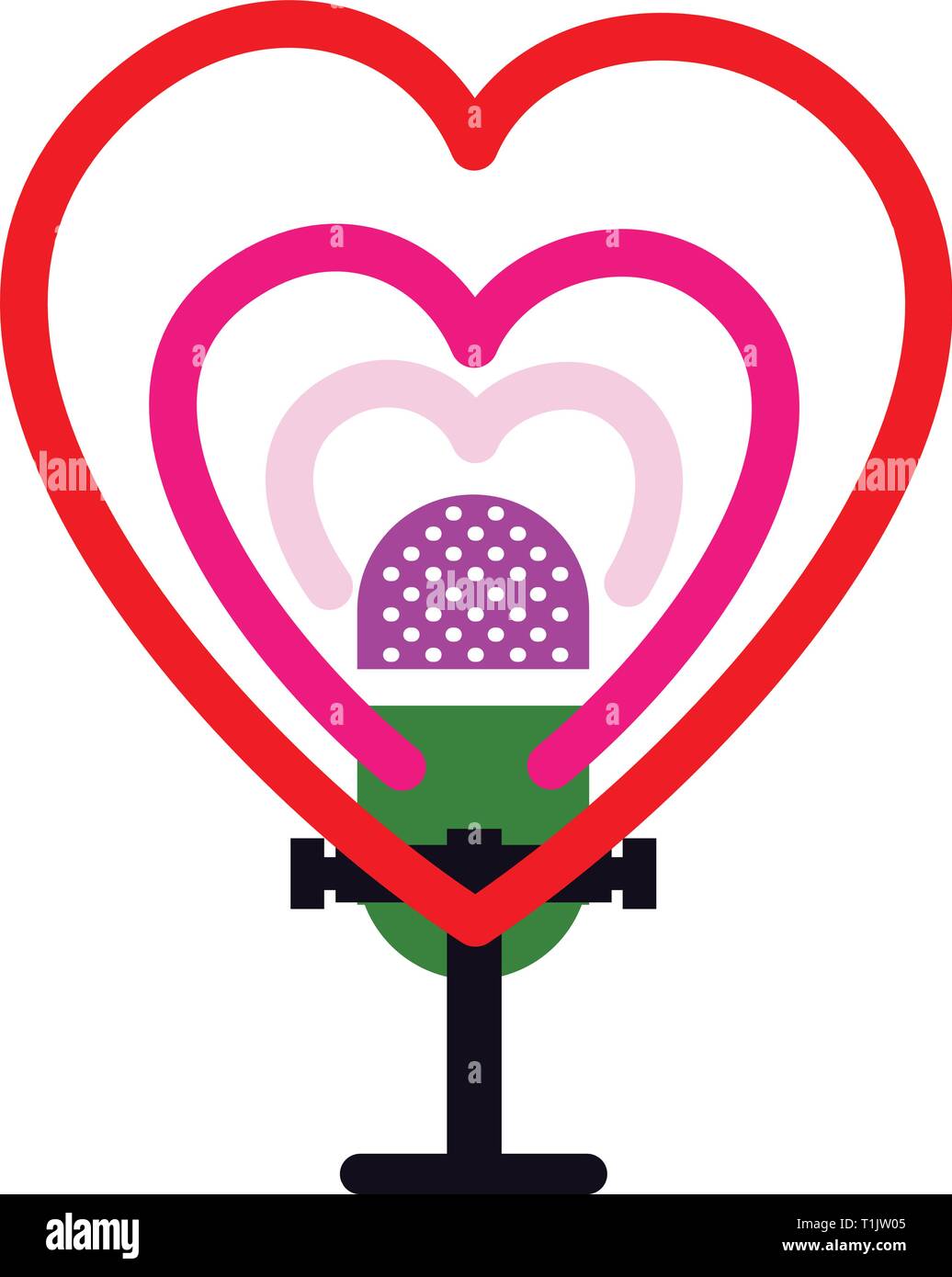 Heart waves around old style microphone Stock Vector Image & Art - Alamy