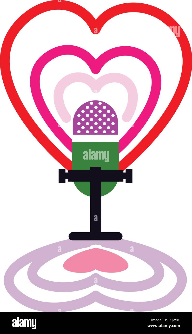 Heart waves around old style microphone Stock Vector Image & Art - Alamy