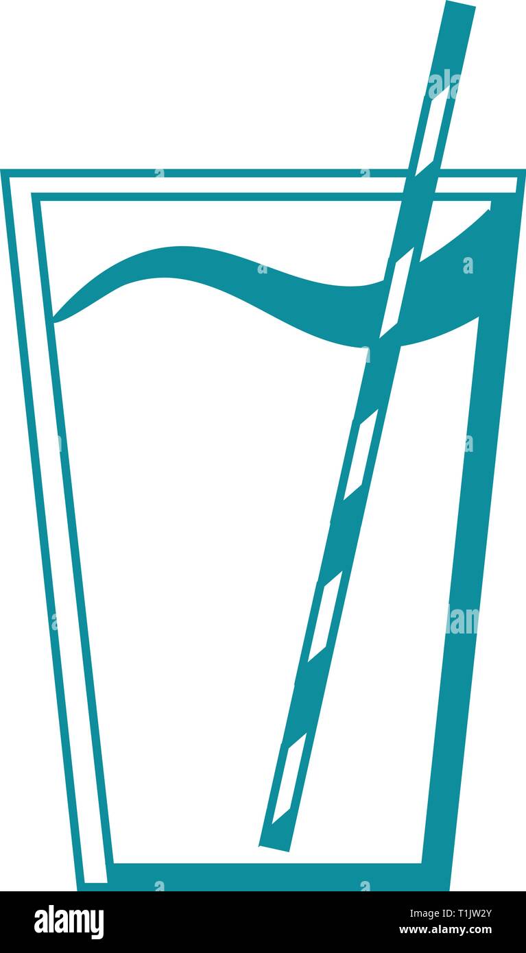Milk shake & straw in a line art version with stripped straw clear ...