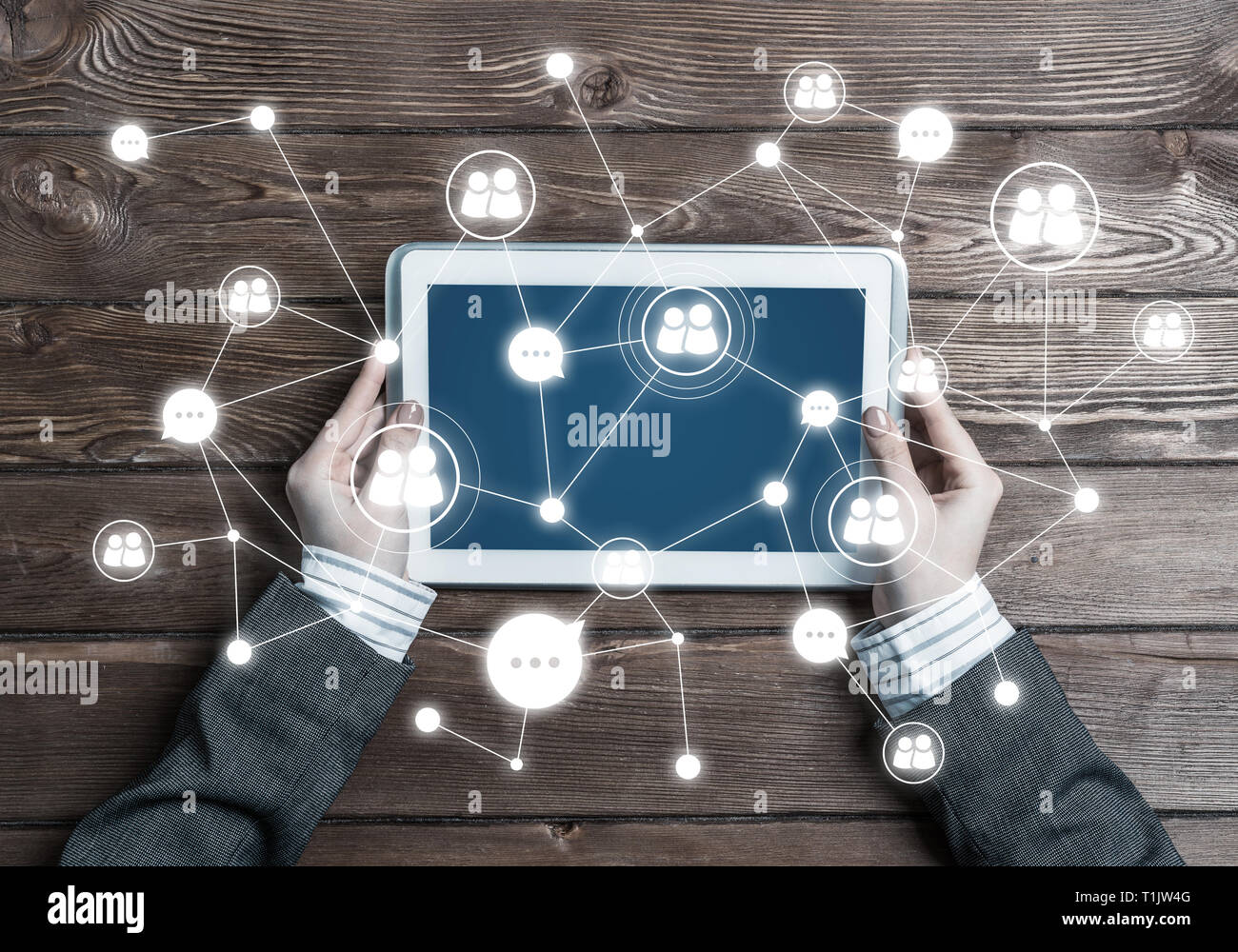 Concept of social communication and networking with social connection ...