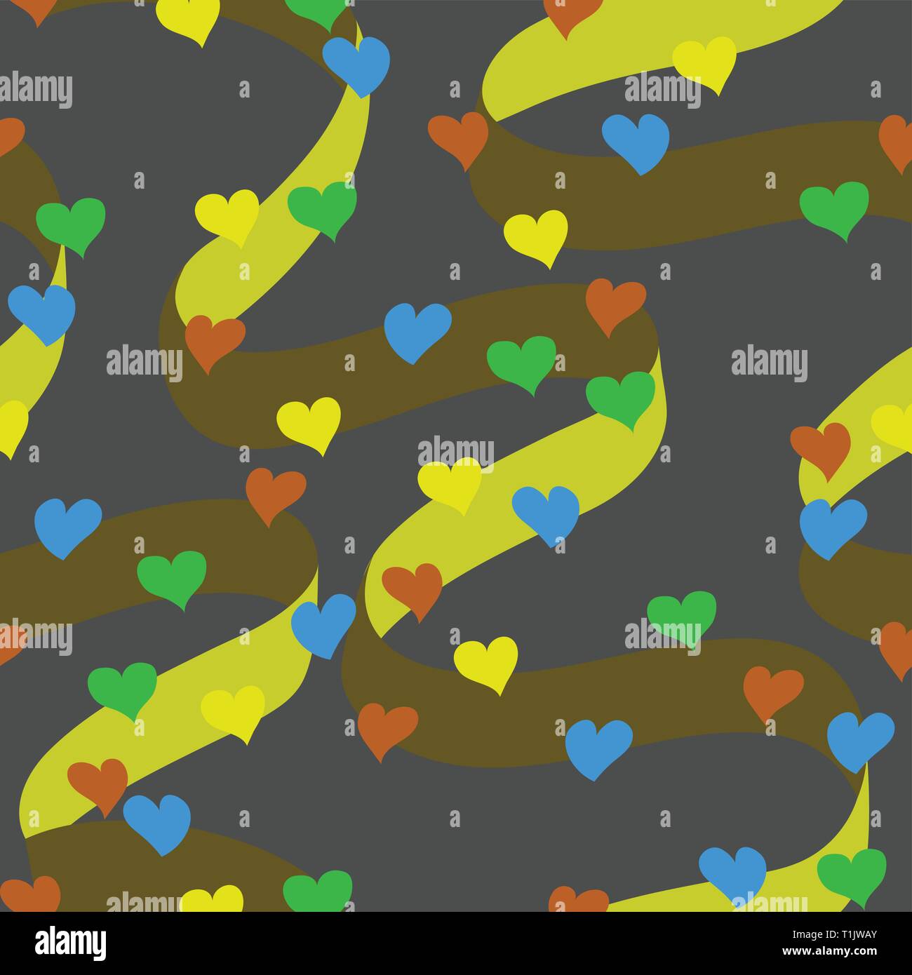 Many small hearts all around with banners seamless, tile, wallpaper ...