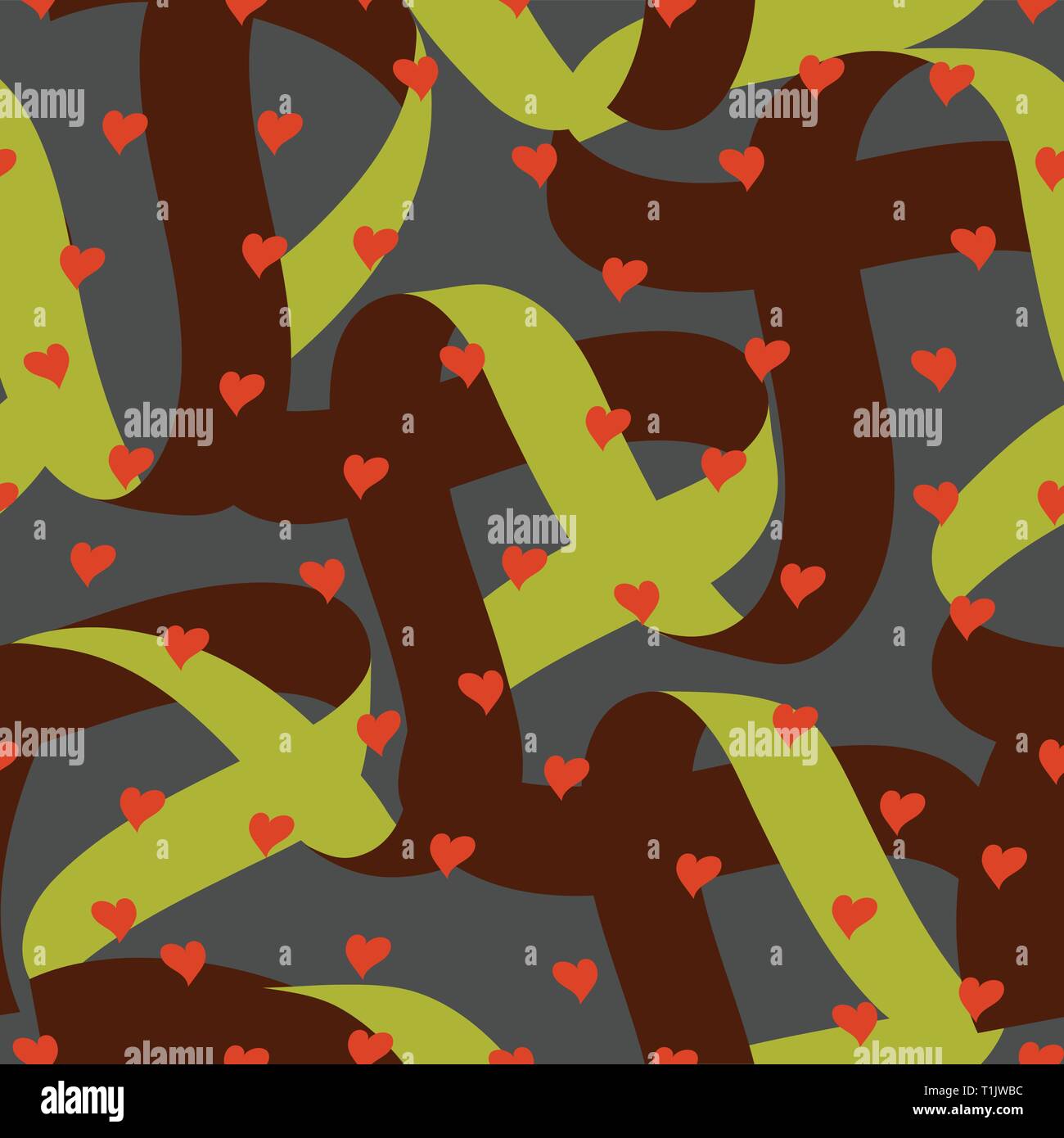 Many small hearts all around with banners seamless, tile, wallpaper ...