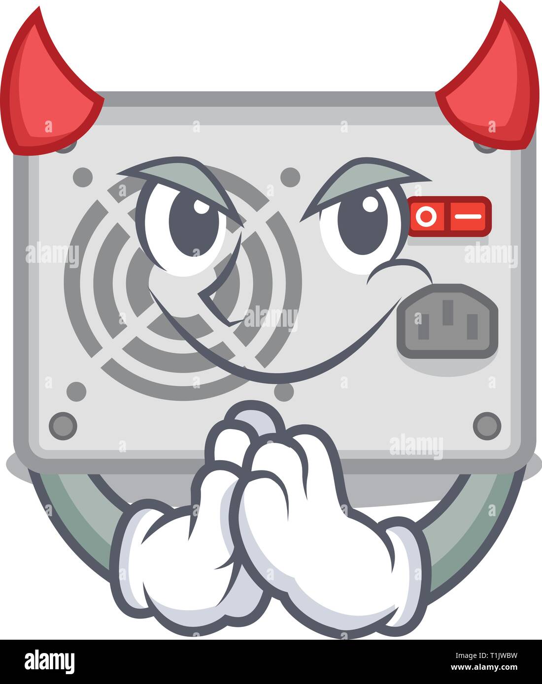 Devil mascot power supply sticks to pc vector illustration Stock Vector ...