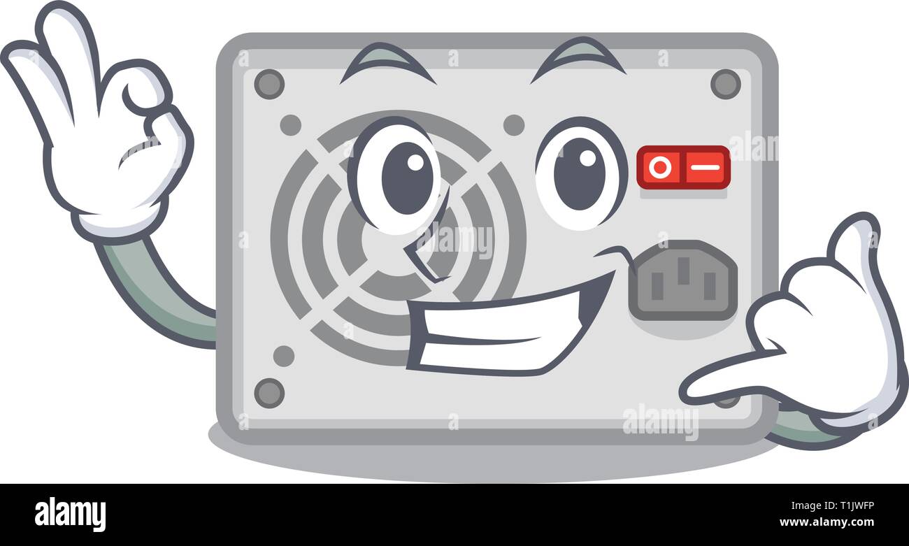 Call me cartoon power supply on the computer vector illustration Stock ...