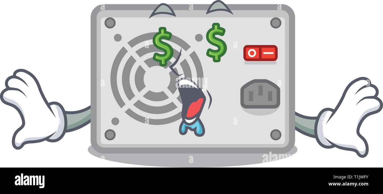 Money eye cartoon power supply on the computer vector illustration ...