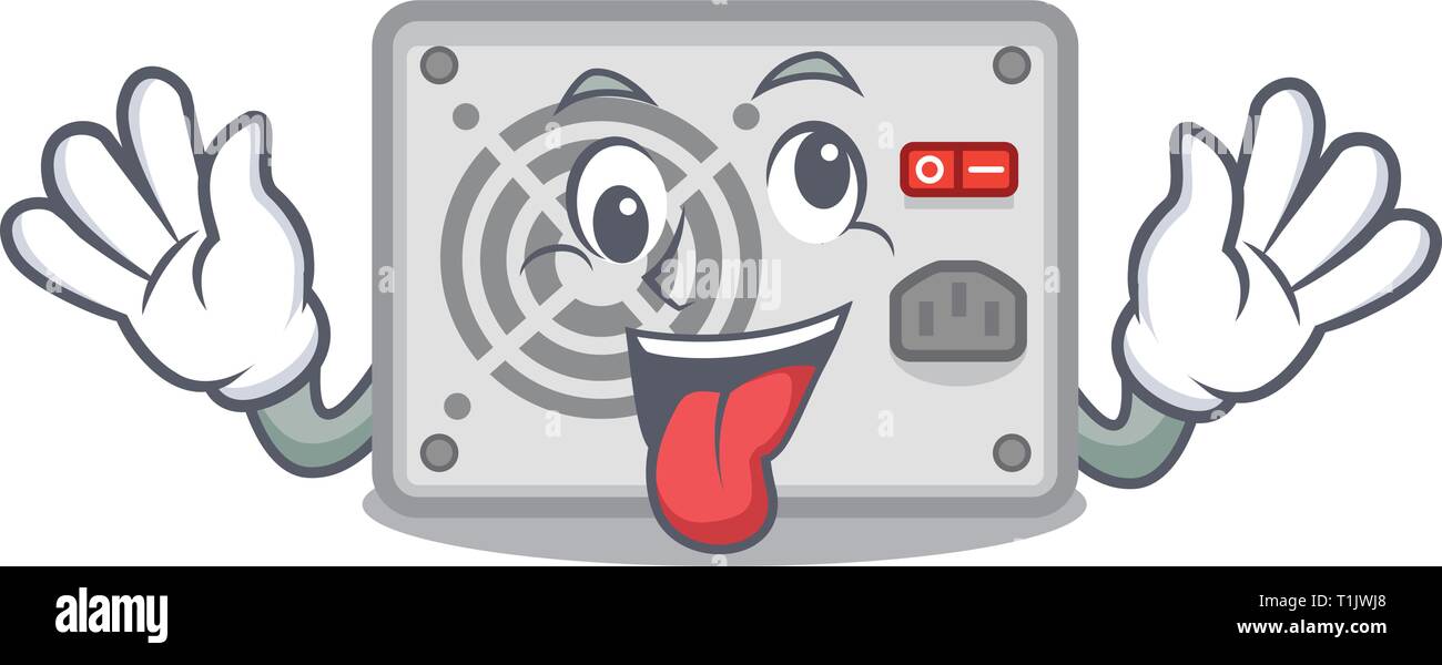 Crazy cartoon power supply on the computer vector illustration Stock ...