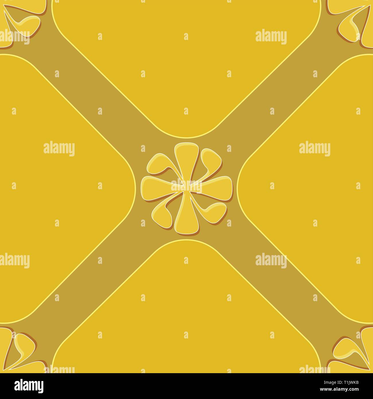 Circle, flower, diamond tile print pattern with overlapping shapes ...