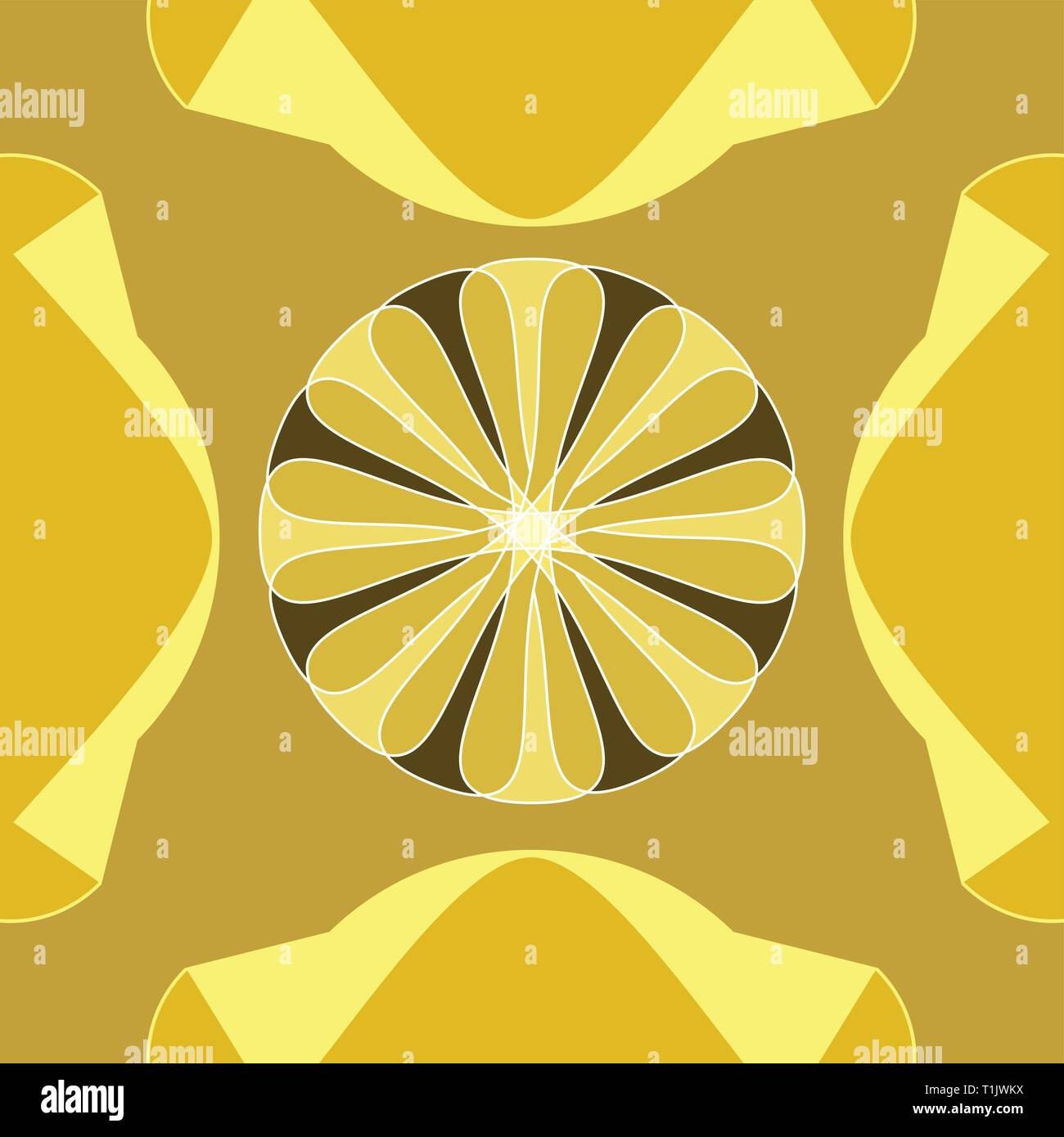 Circle, flower, diamond tile print pattern with overlapping shapes ...