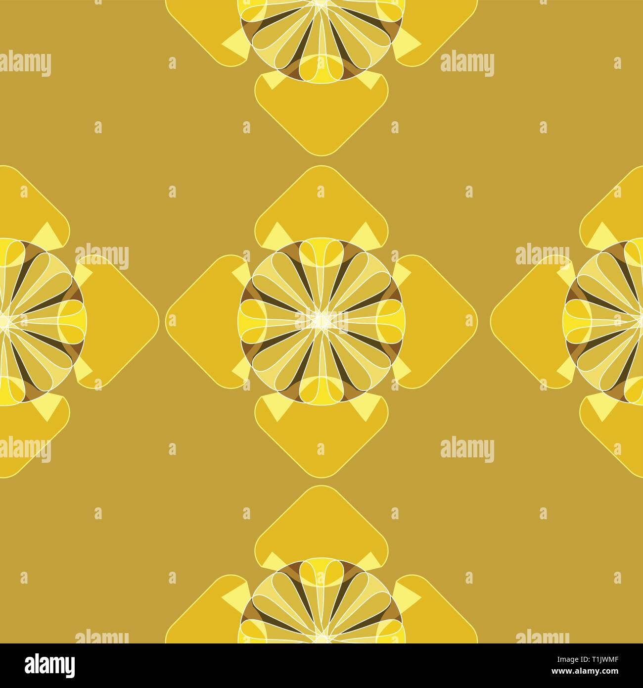 Circle, flower, diamond tile print pattern with overlapping shapes ...