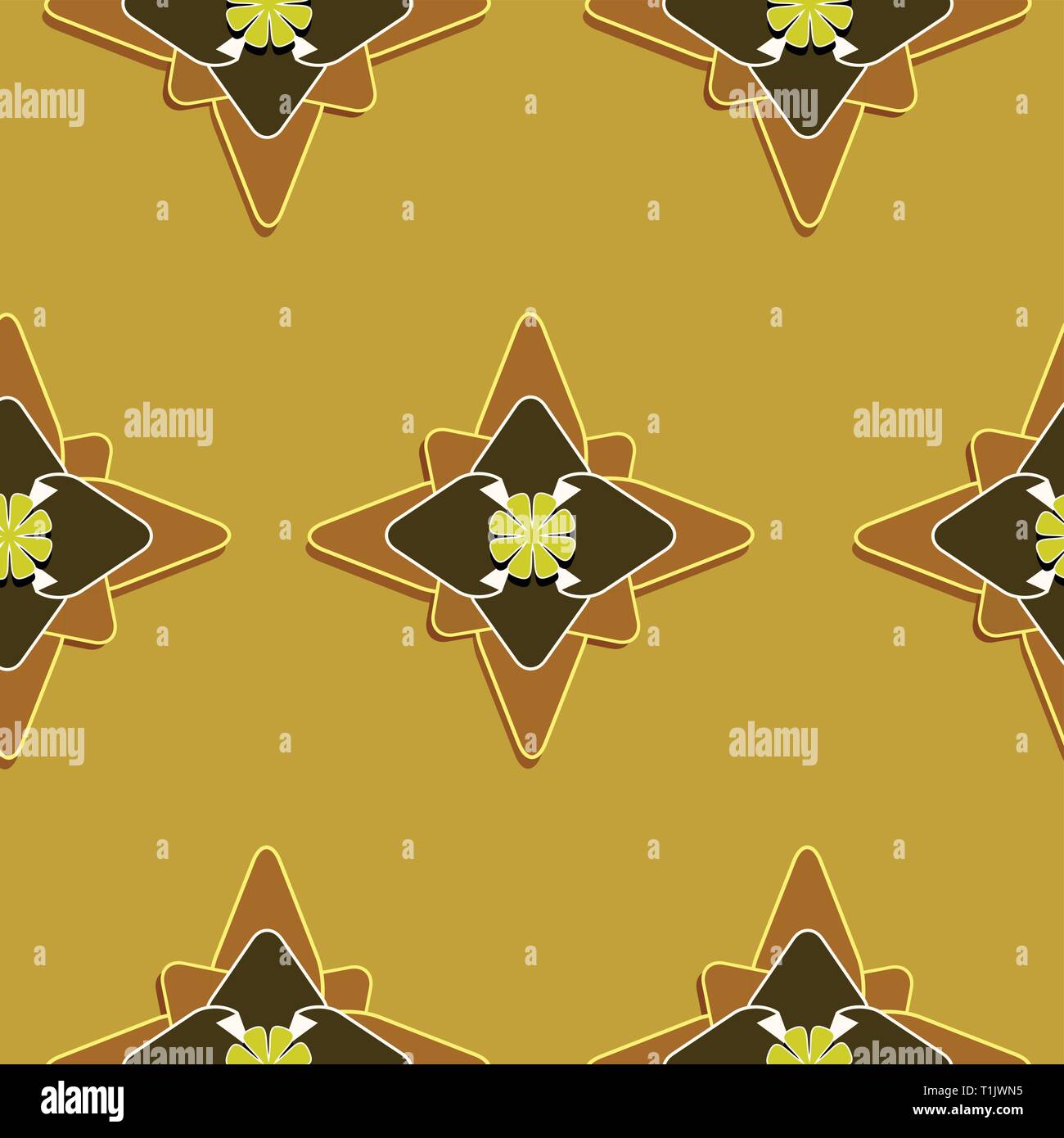 Circle, flower, diamond tile print pattern with overlapping shapes ...