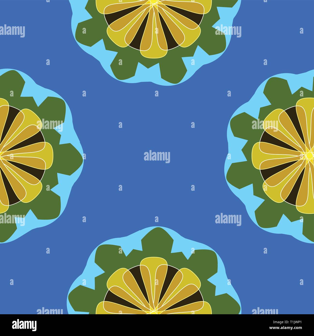 Circle, flower, diamond tile print pattern with overlapping shapes ...