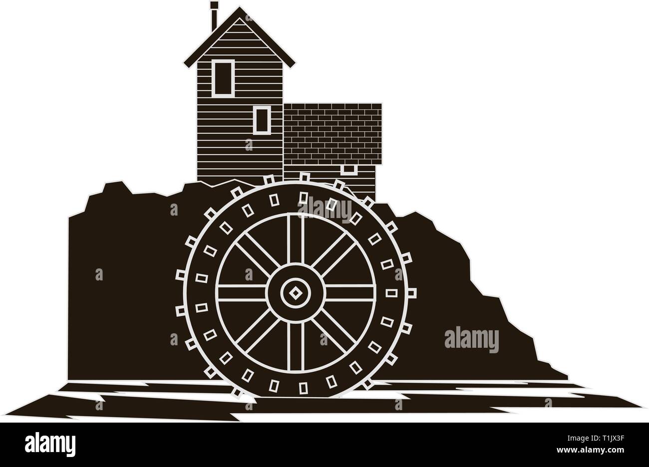 Water wheel graphic side view Stock Vector Image & Art - Alamy