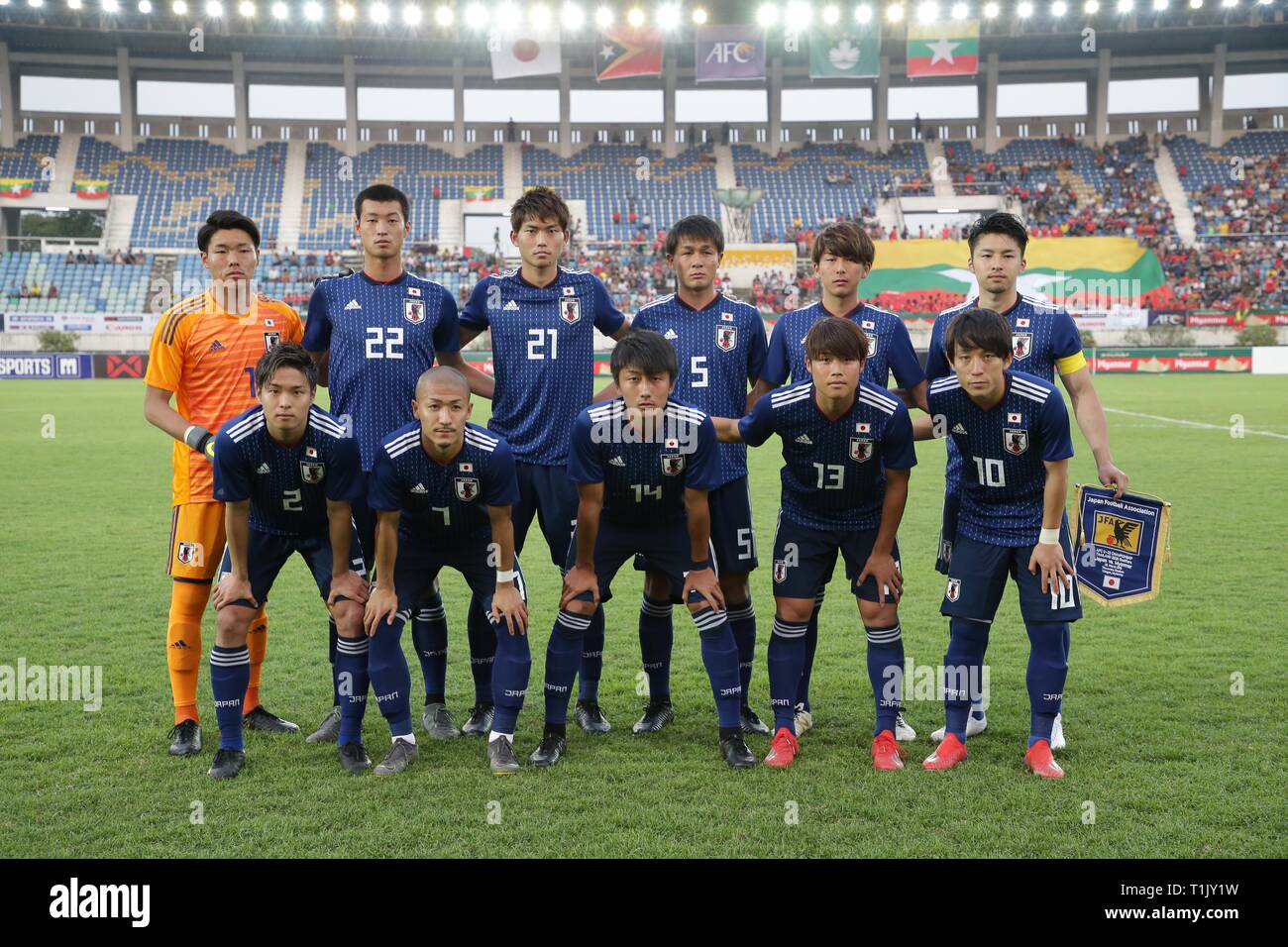 Yangon, Myanmar. 26th Mar, 2019. Japan team group line-up (L-R) Ryosuke ...