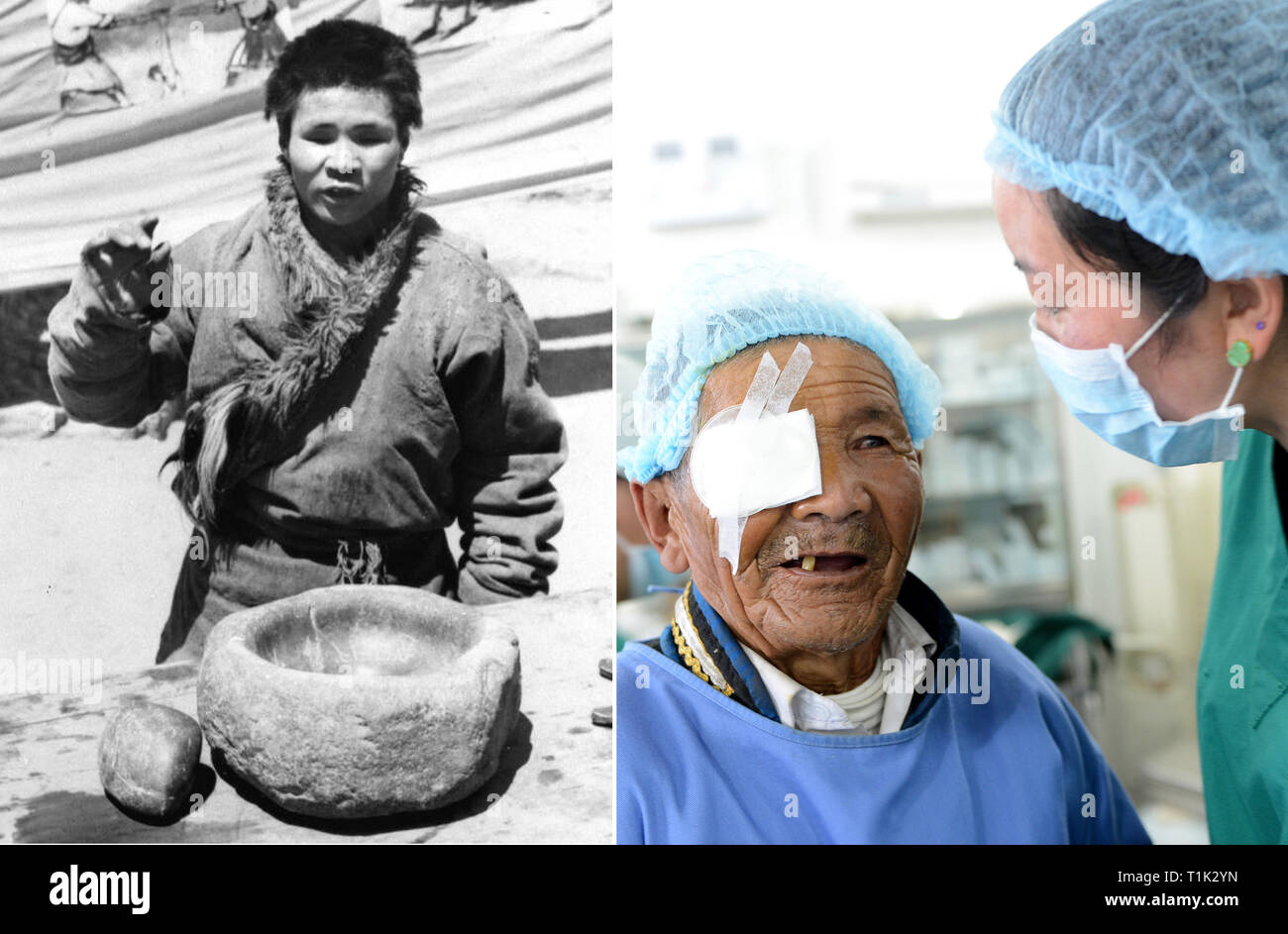 (190327) -- BEIJING, March 27, 2019 (Xinhua) -- Left file photo shows ...