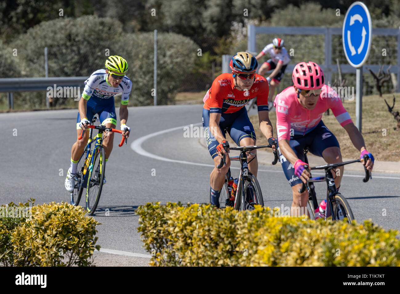 Volta Road Cycling in Catalonia, Spain. 27th March, 2019. Competitors ...