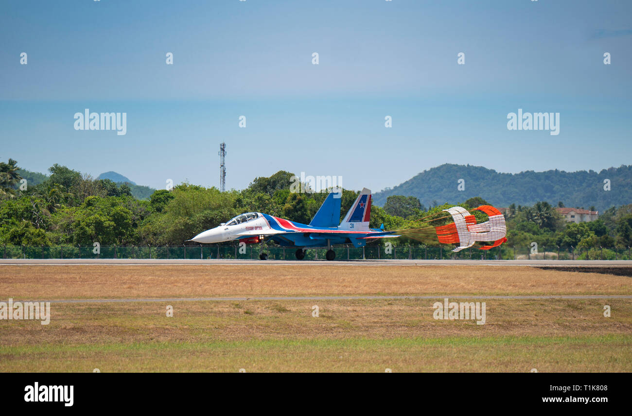 Langkawi, Malaysia. 27th March 2019. Russian Sukhoi Su-30SM fighter ...