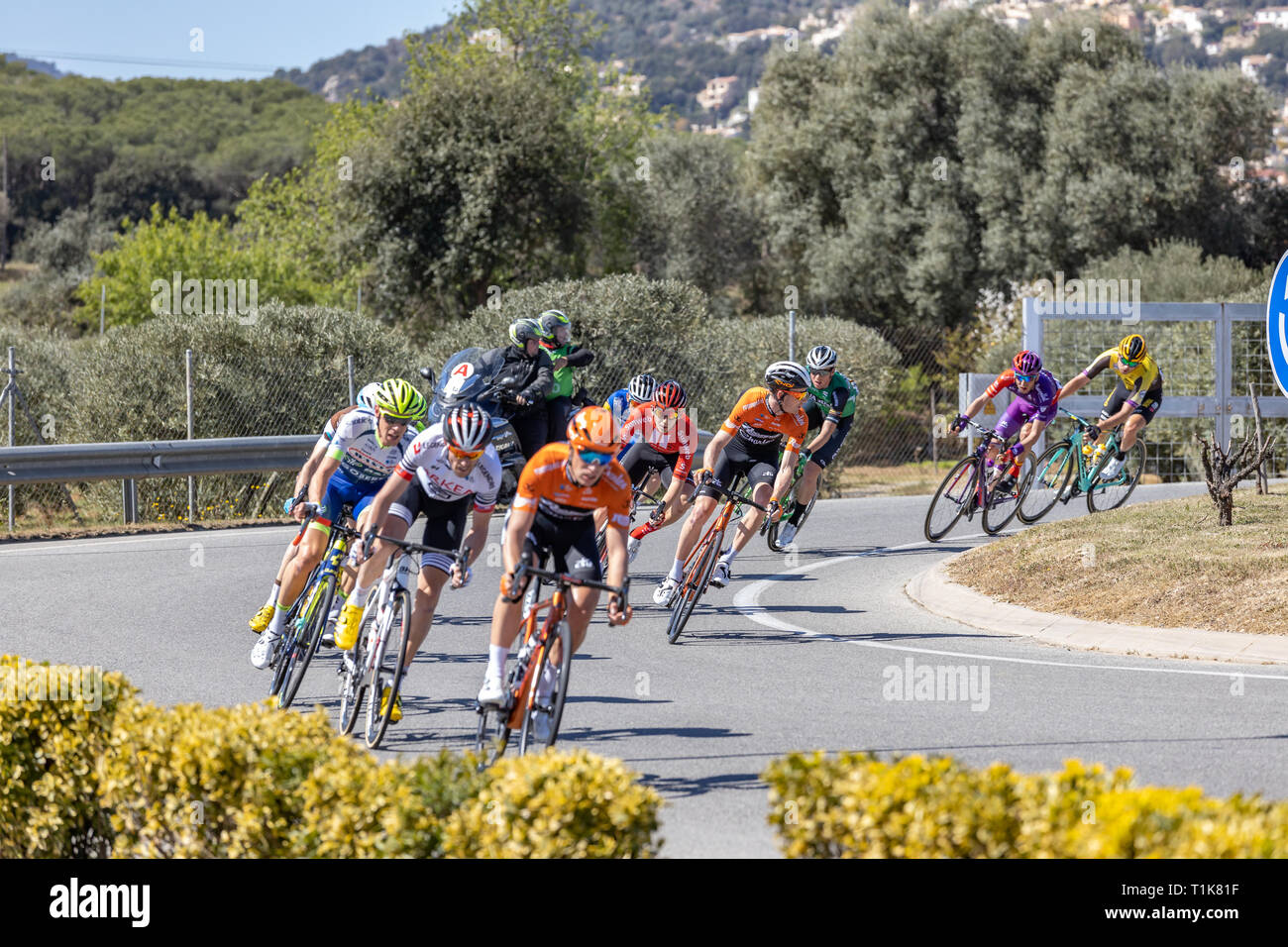 Volta Road Cycling in Catalonia, Spain. 27th March, 2019. Competitors ...