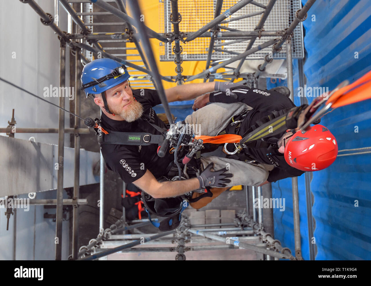 25 March 2019, Brandenburg, Bernau: Marc Fechner (l) and Martin Sommer ...