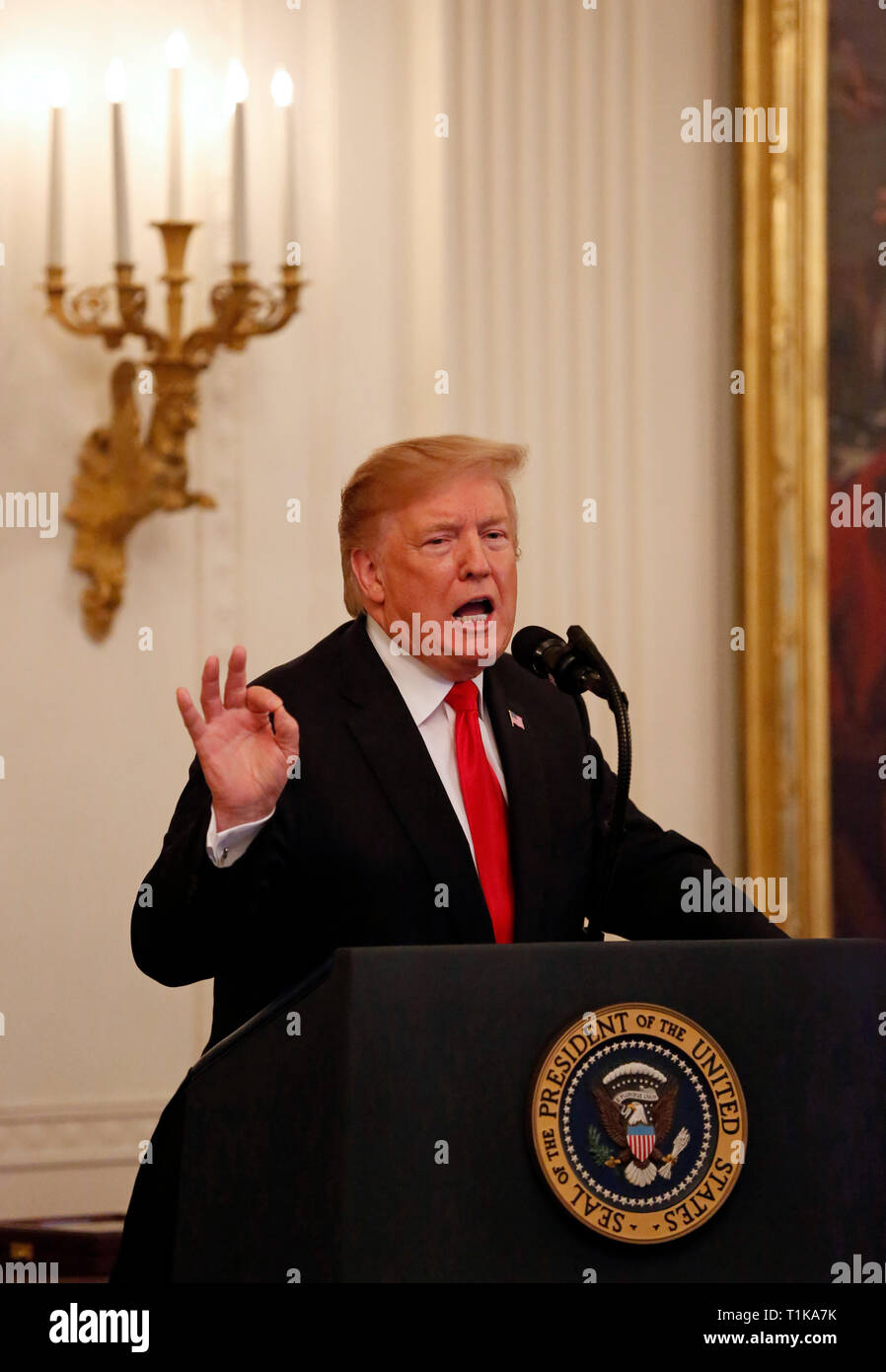 United States President Donald J. Trump speaks during a Medal of Honor ...