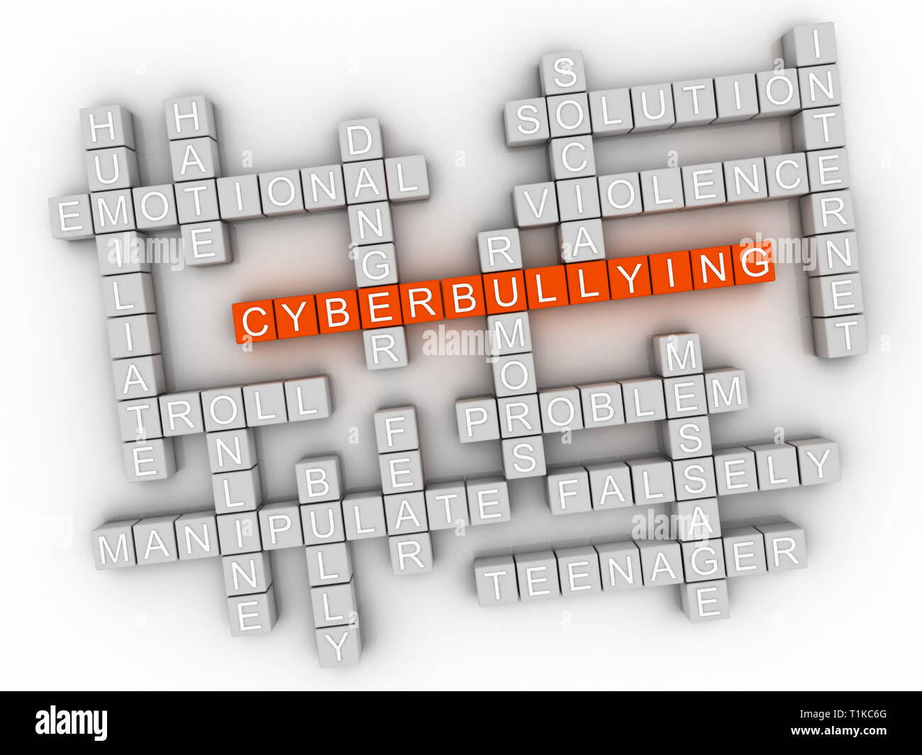 3d Cyberbullying word cloud concept - Illustration Stock Photo - Alamy