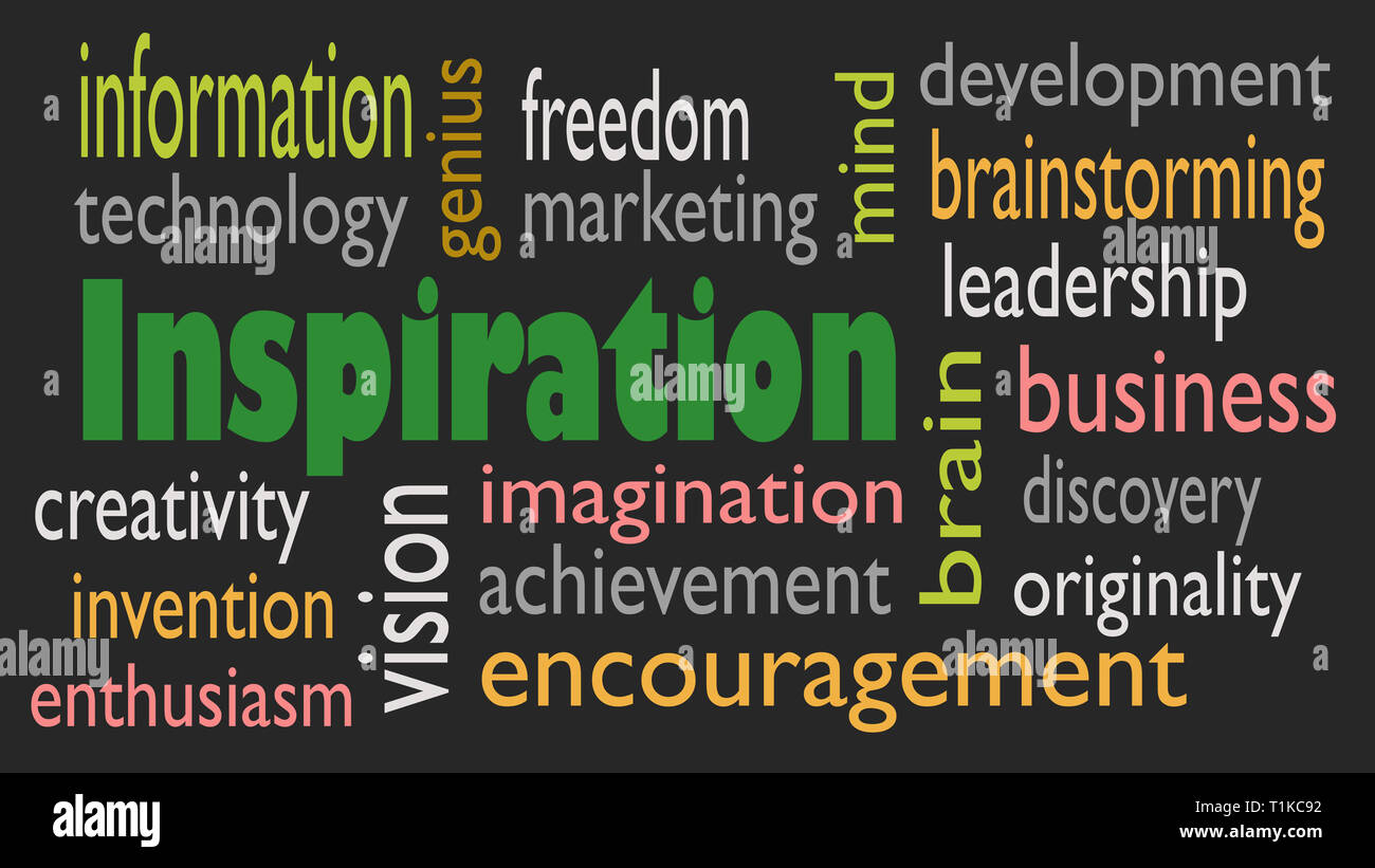 Inspiration word cloud concept on black background - Illustration Stock ...