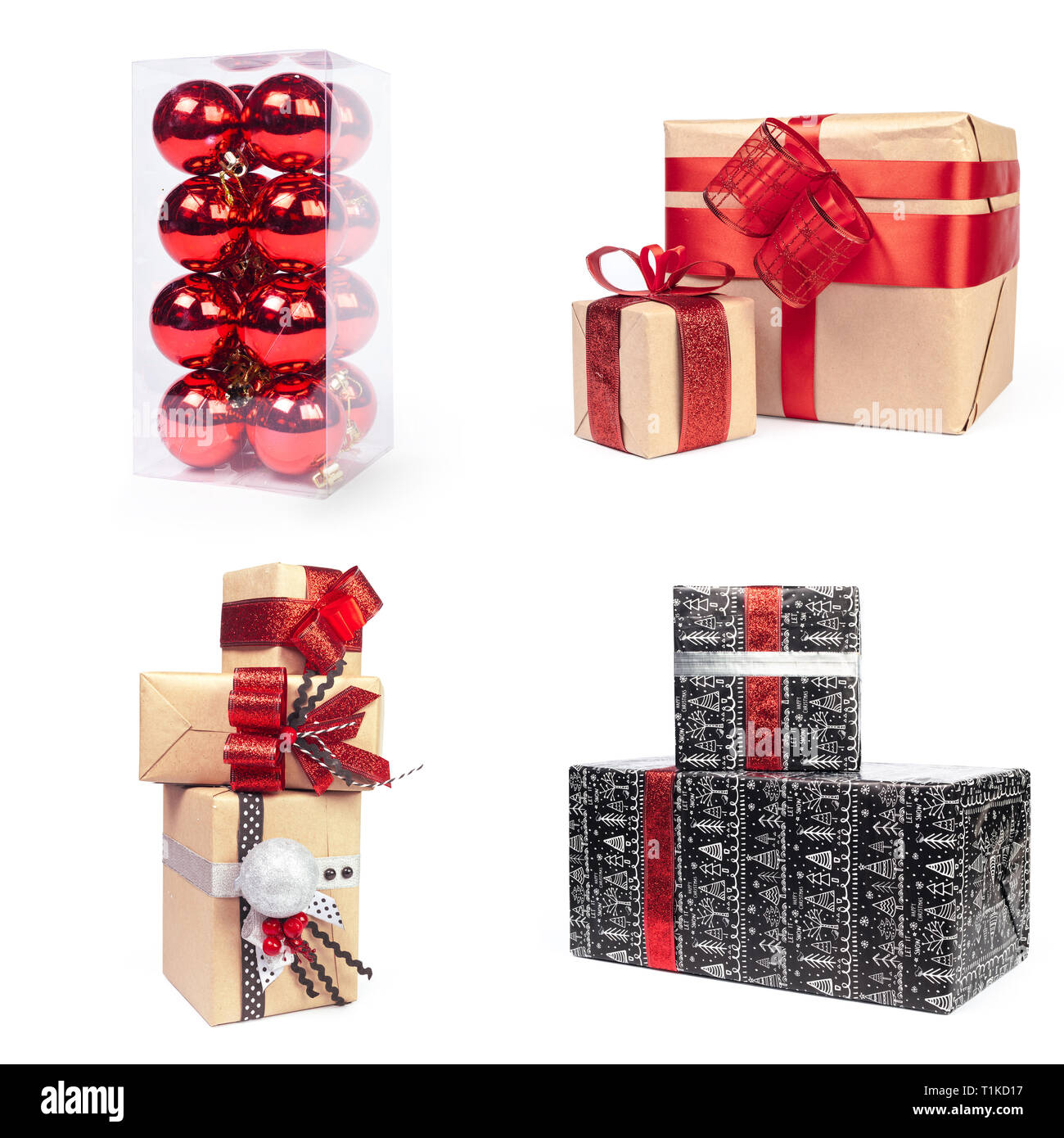 Group of Christmas objects isolated on white background Stock Photo - Alamy