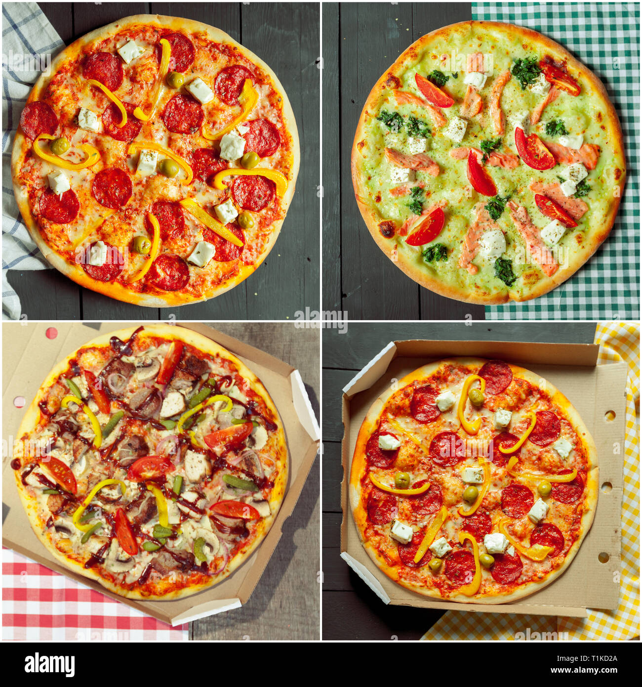 collage of various pizza Stock Photo - Alamy