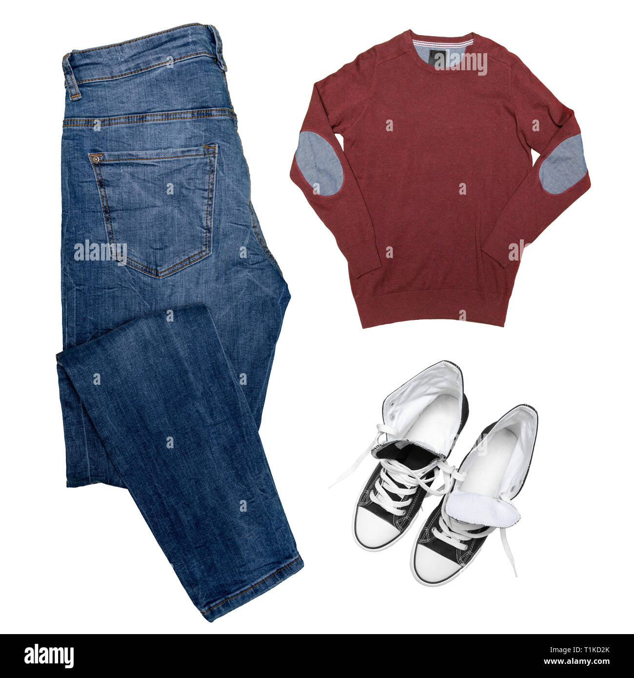 male clothes collection isolated on white Stock Photo - Alamy