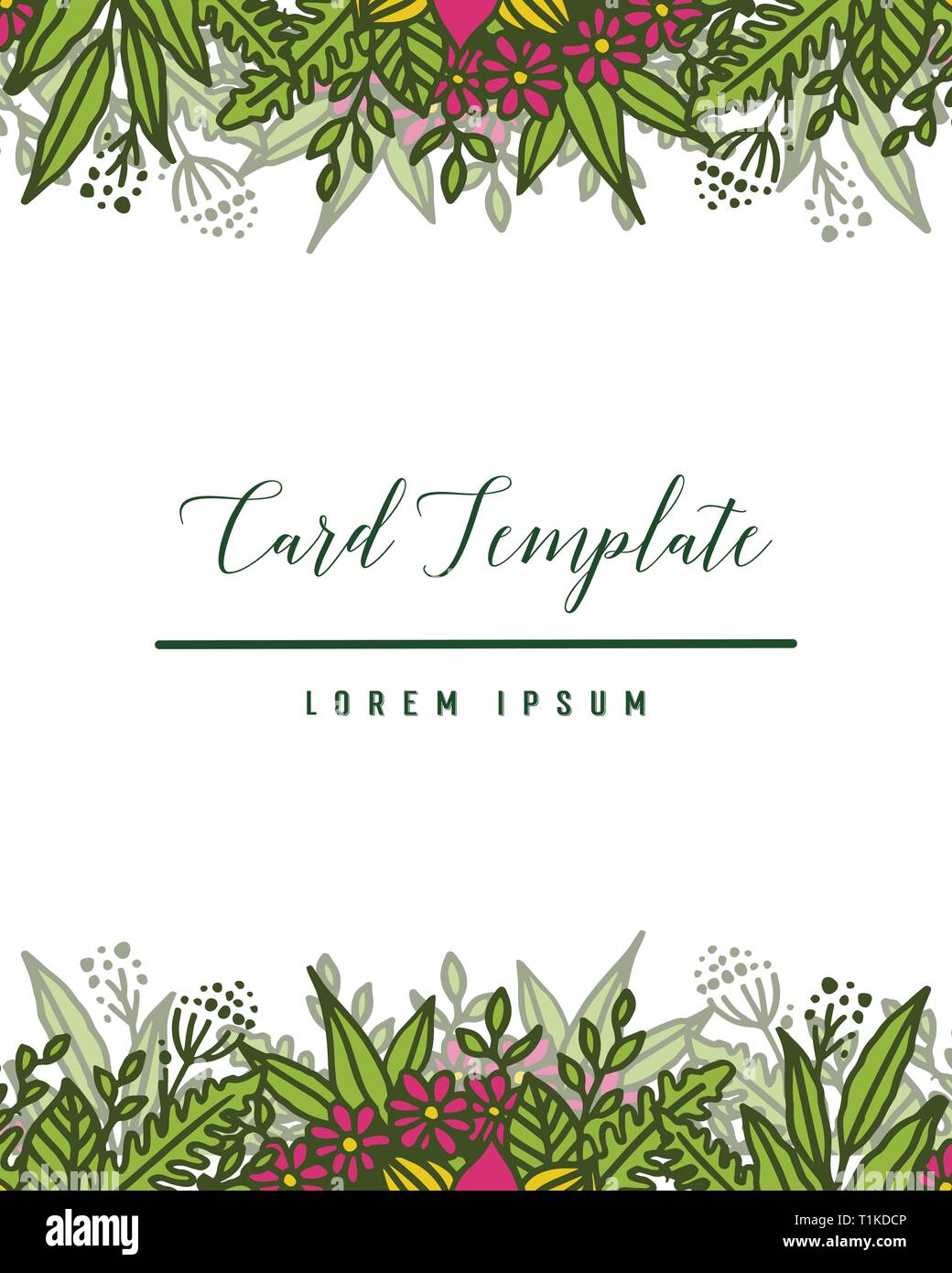Vector illustration decor of card template with elegant leaf flower ...