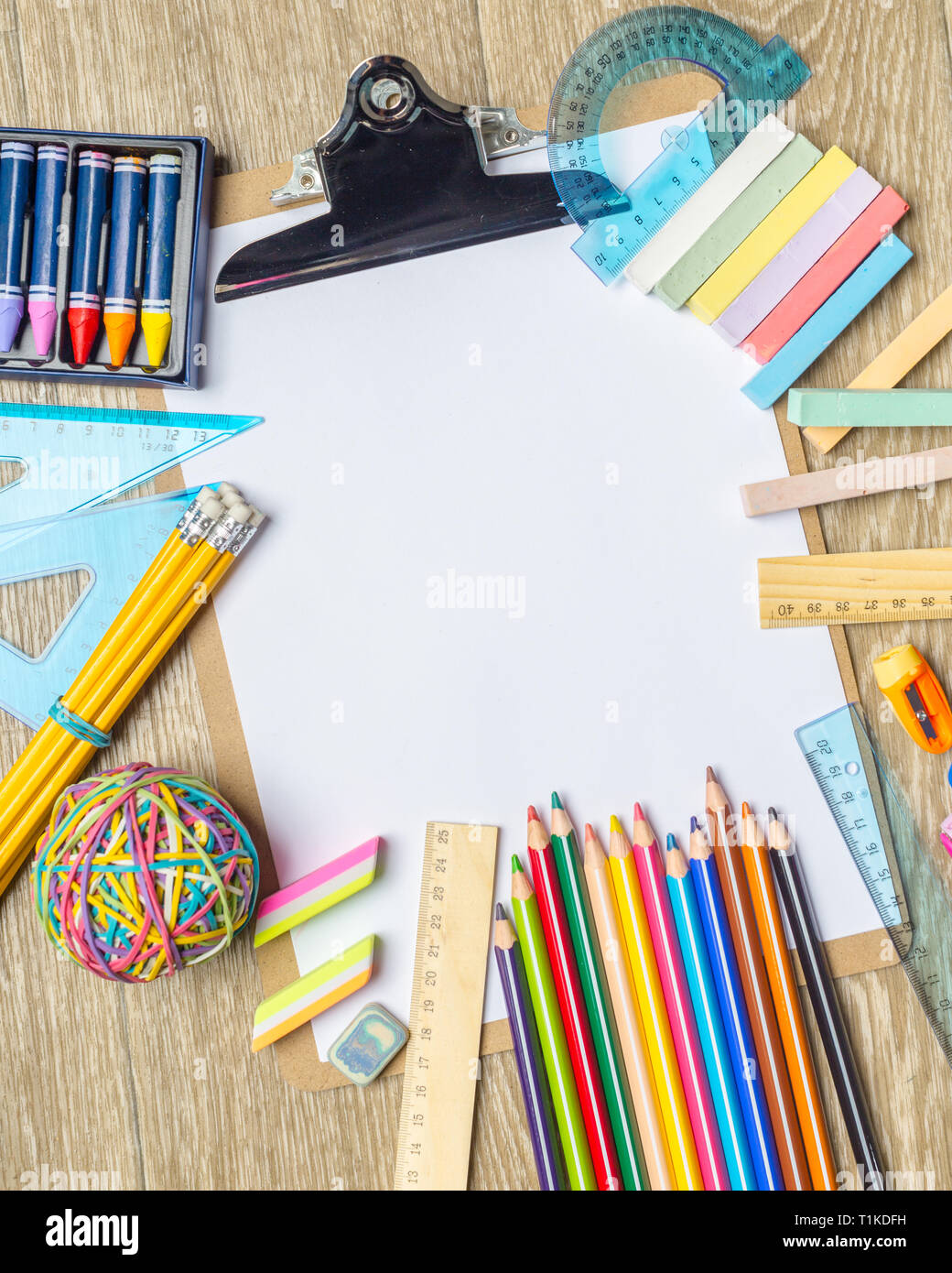 various colorful drawing tools. Mock up Stock Photo - Alamy