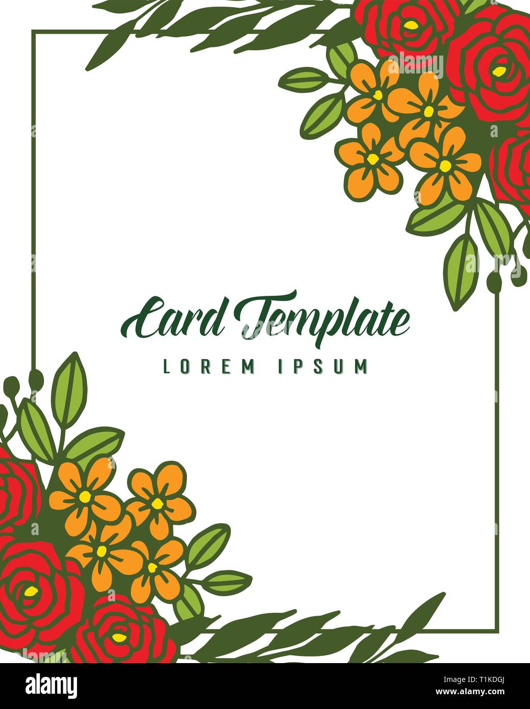 Vector illustration decorative of card template with colorful flower ...