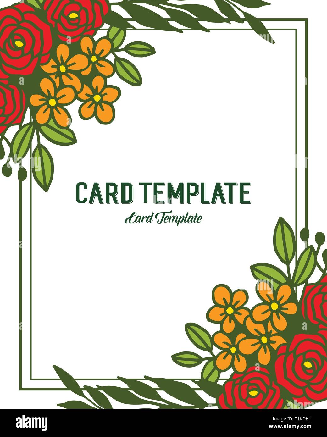 Vector illustration decorative of card template with colorful flower ...