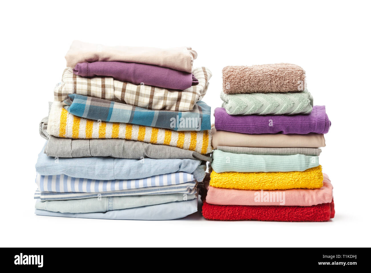 stack of clothing isolated on white Stock Photo - Alamy