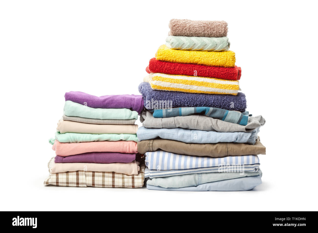 stack of clothing isolated on white Stock Photo - Alamy