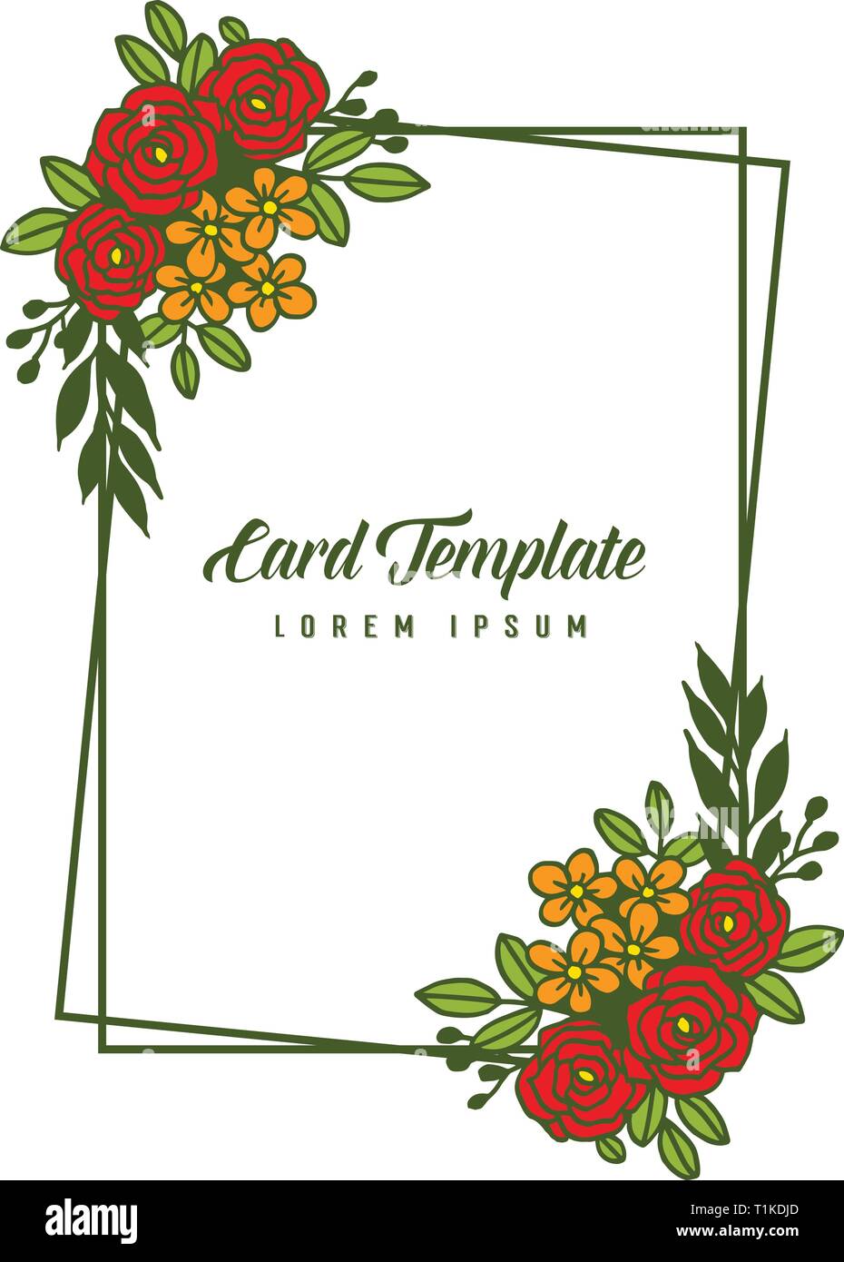Vector illustration decorative of card template with colorful flower ...