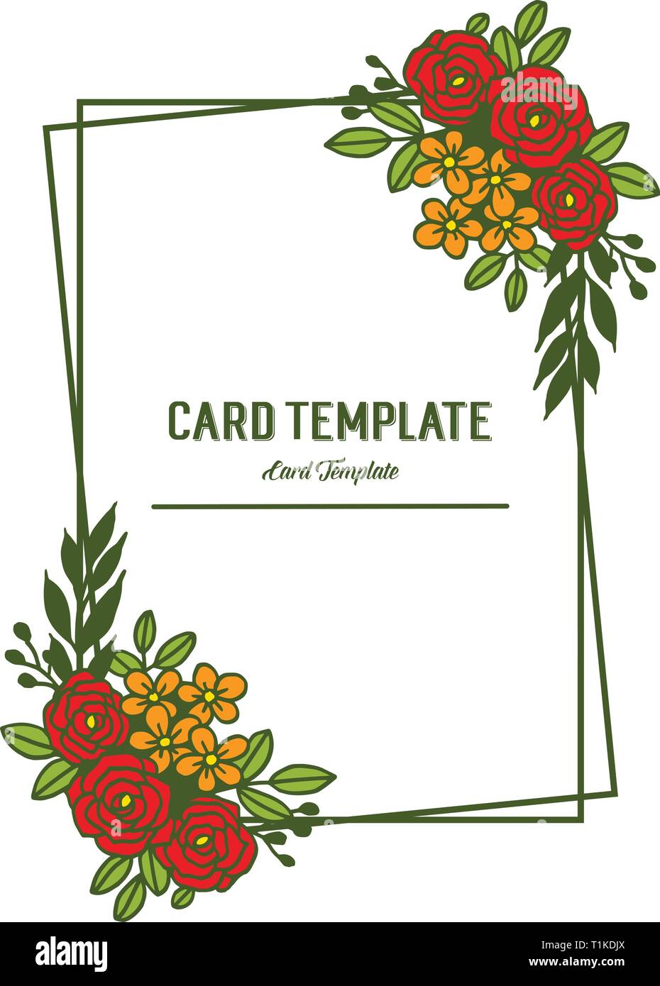 Vector illustration design card template with ornate of colorful flower ...