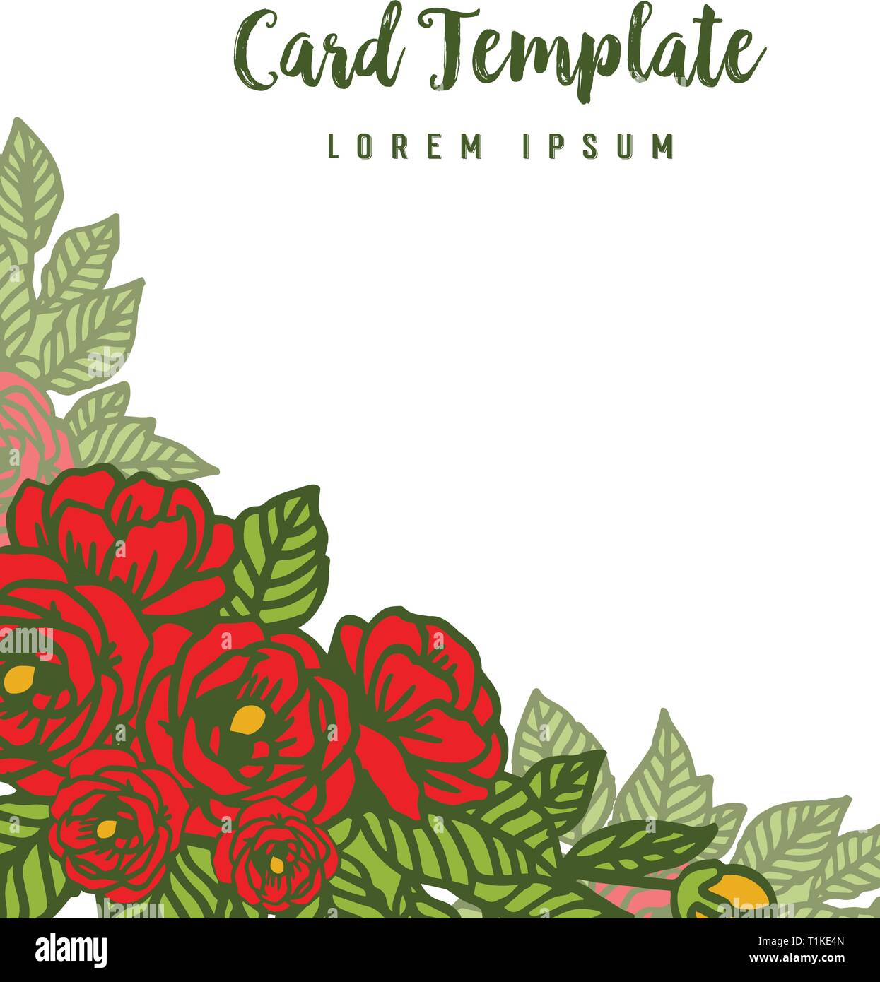 Vector illustration beautiful red rose wreath frame with writing of ...