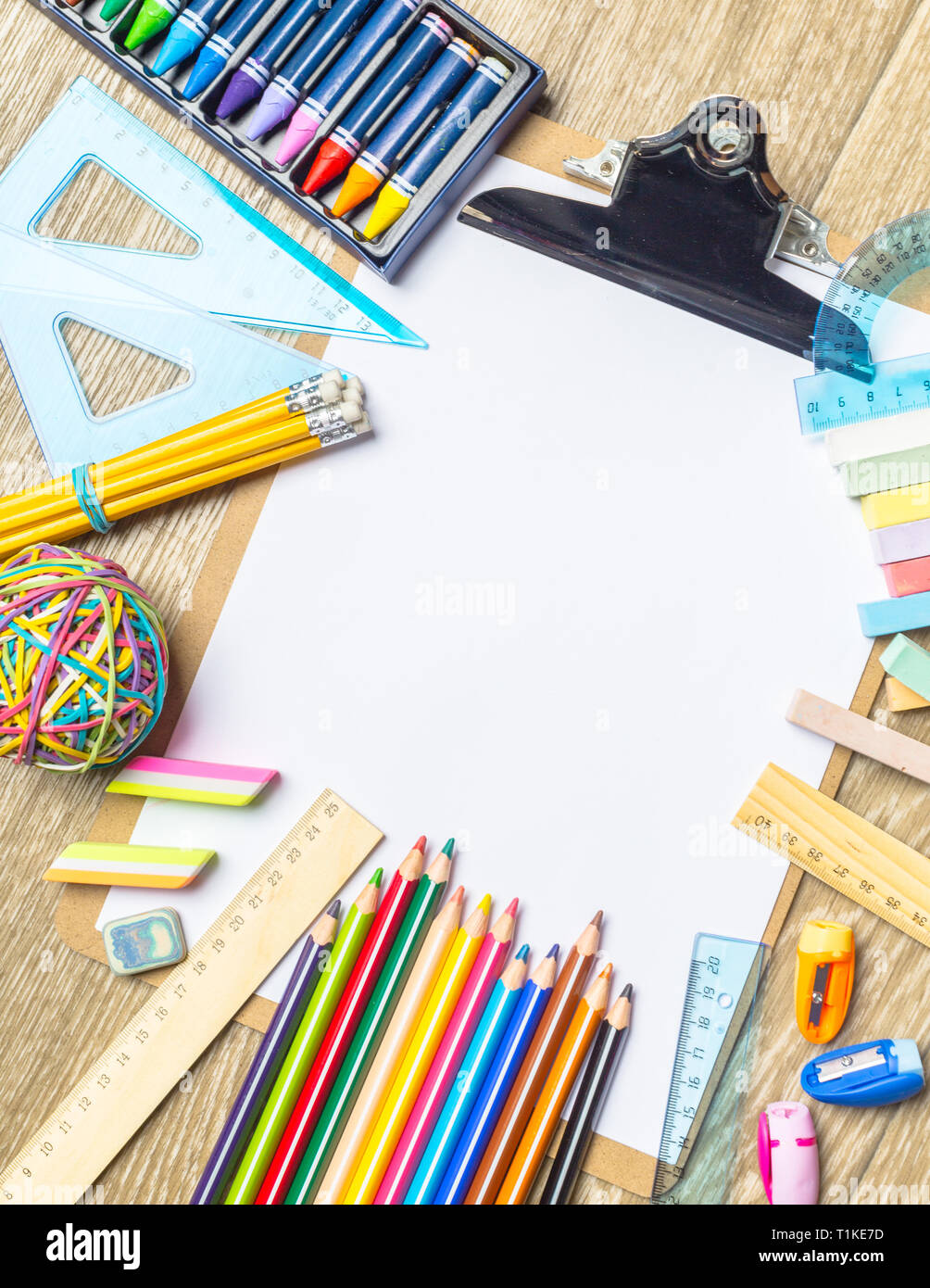 various colorful drawing tools. Mock up Stock Photo - Alamy
