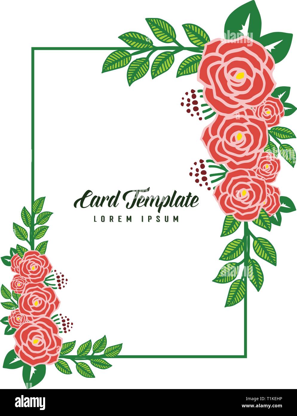 Vector illustration rose flower frames isolated on background with ...
