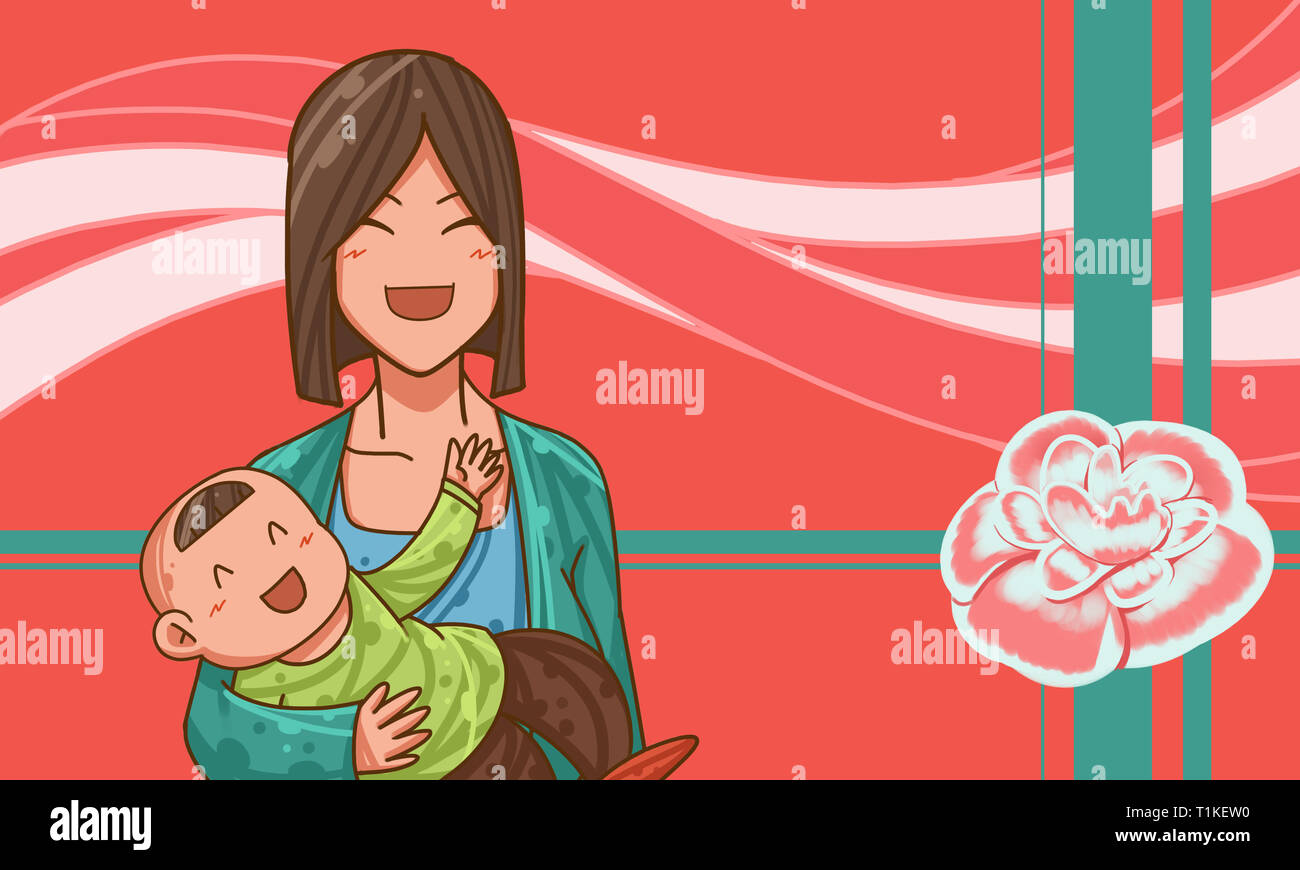 Mother and child illustrator Stock Photo - Alamy