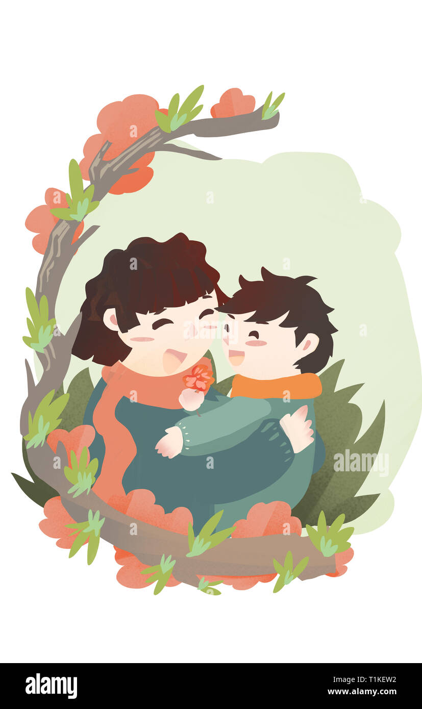 Mother and child illustrator Stock Photo - Alamy