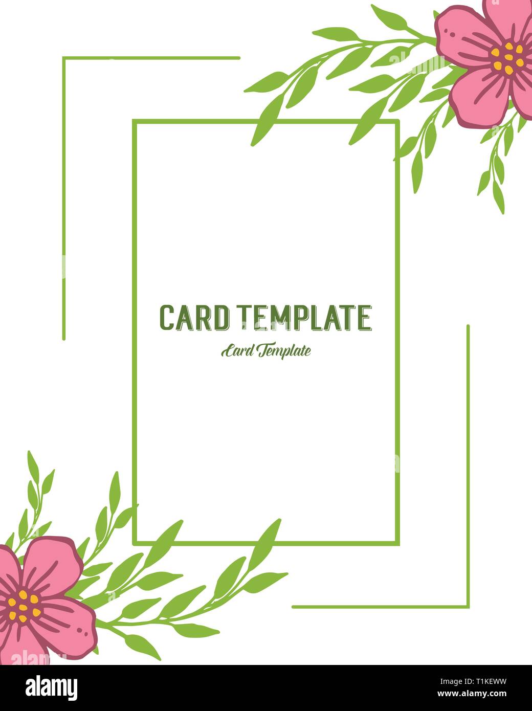 Vector illustration elegant pink flower frame for writing card template ...