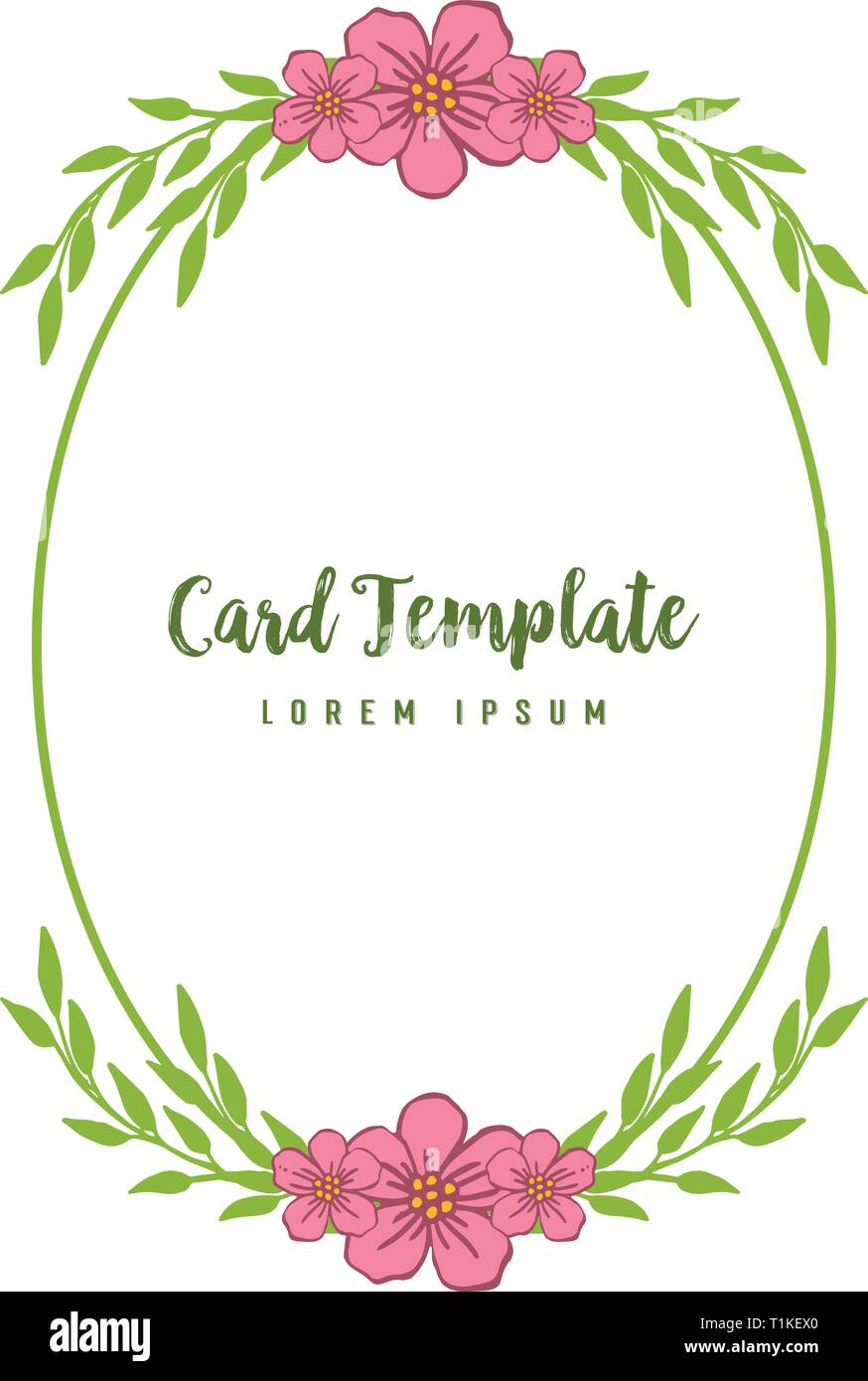 Vector illustration design artwork pink flower frame for card template ...