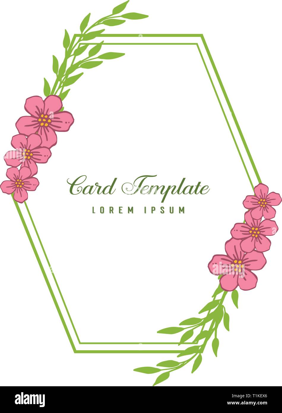 Vector illustration design artwork pink flower frame for card template ...