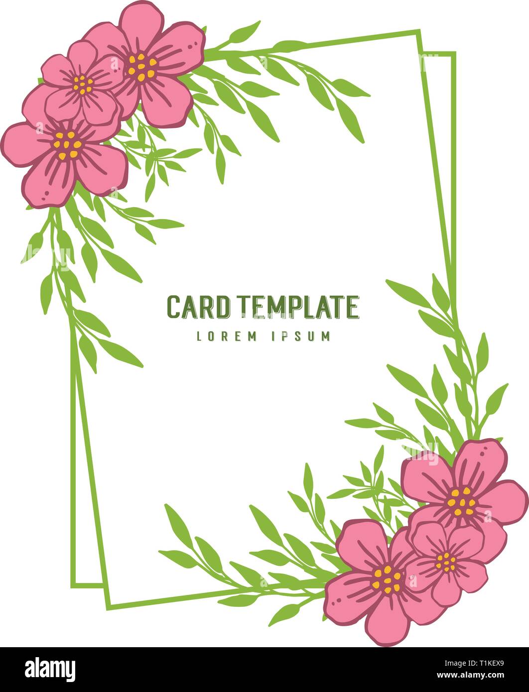 Vector illustration design artwork pink flower frame for card template ...