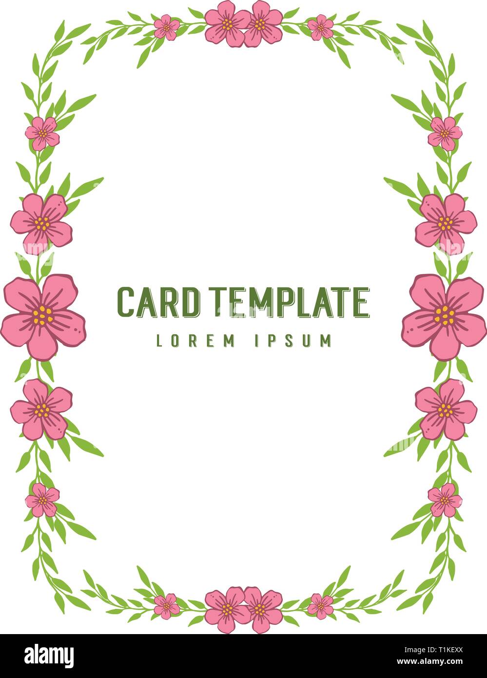Vector illustration design artwork pink flower frame for card template ...